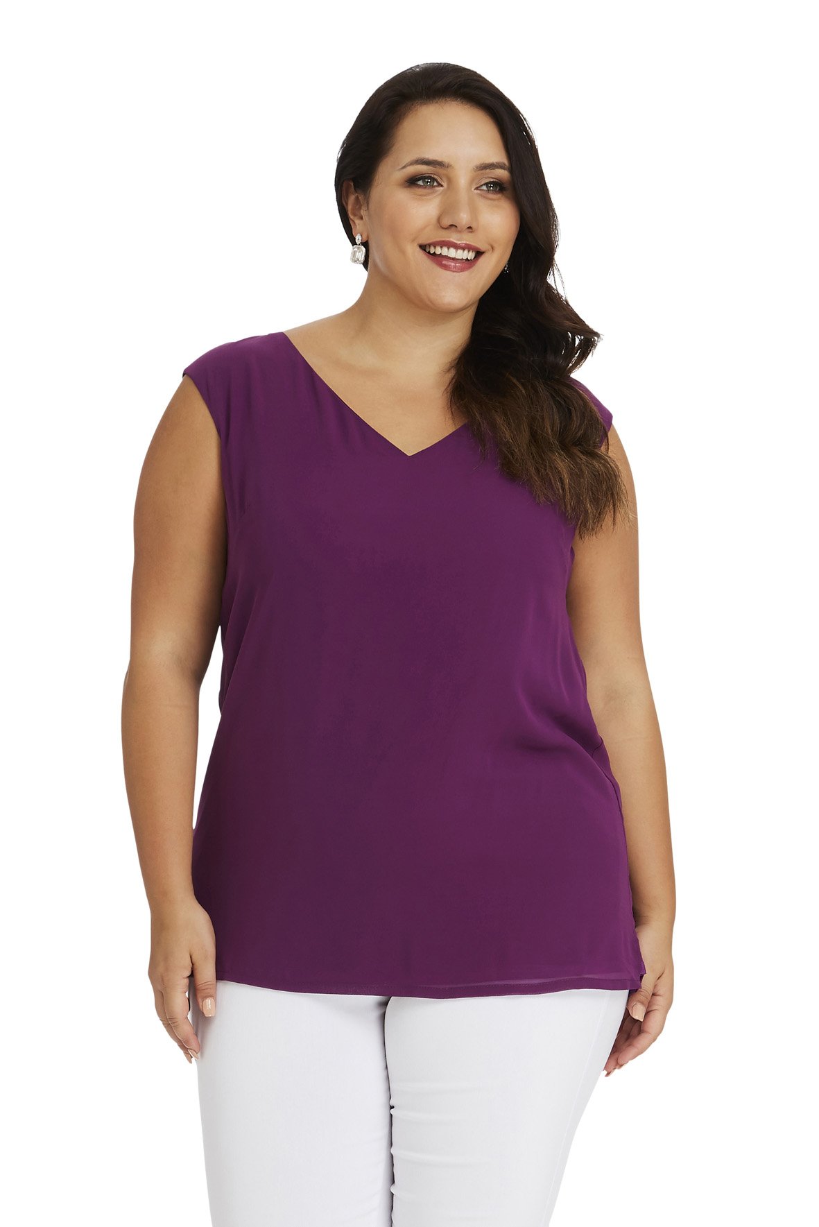 Ladies Plus Size Chiffon Camisole and Waterfall Jacket in Purple ...