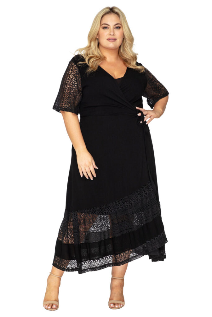 Mariana Plus Size Wrap Dress - Sapphire Butterfly