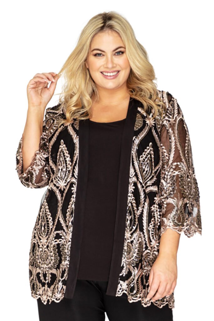 Sophia Plus Size 3 Piece Pant set - Sapphire Butterfly
