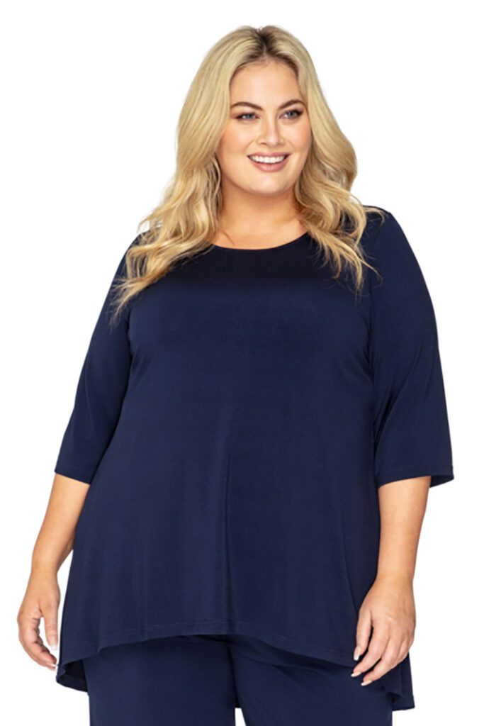 Lucia Easy Fit Plus Size Top and Pant Set - Sapphire Butterfly